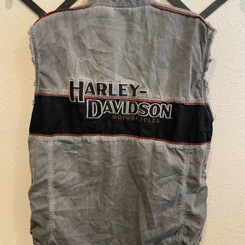 Men’s Harley Davidson Gray Patches Cutoff Sleeveless … - Gem